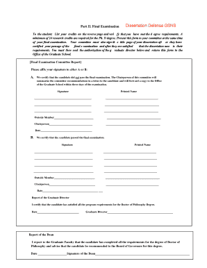 Fillable Online Dissertation Defense GSNB Fax Email Print - pdfFiller
