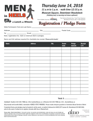 Fillable Online to download a registration/pledge form. - Daso Fax ...