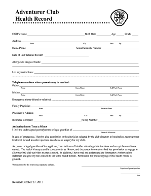 Fillable Online Childs Name Birth Date Age Grade Fax Email Print ...