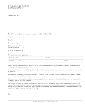 Fillable Online Import - Release of goods - Danske Bank Fax Email Print ...