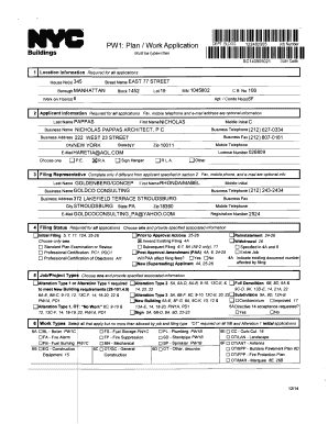 Fillable Online Buildings PW1: Plan / Work Application No - Bis Fax ...