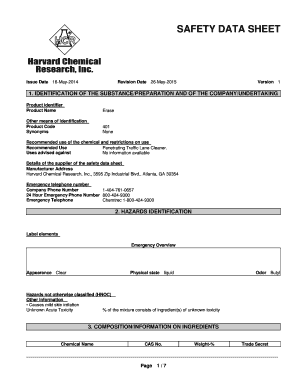 Fillable Online safety data sheet - Harvard Chemical Product Catalog ...