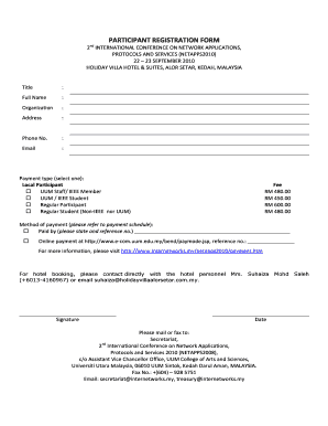Fillable Online participant registration form - InterNetWorks Fax Email ...