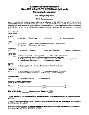 Fillable Online Camporee Campsite Inspection Fax Email Print - pdfFiller