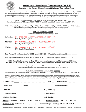 Fillable Online Before and After School Care Program 2018-19 Fax Email ...