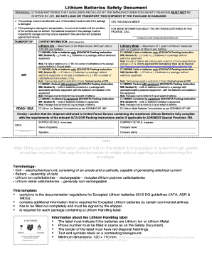 Fillable Online Lithium Batteries Safety Document Fax Email Print ...