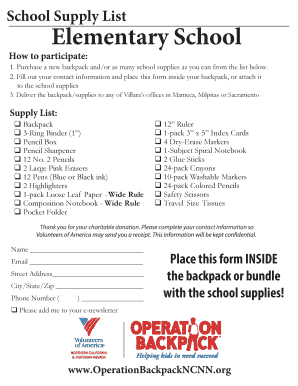 Fillable Online Purchase a new backpack and/or as many school supplies ...
