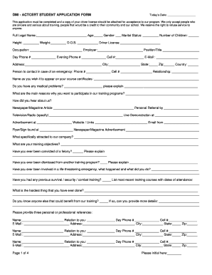 Fillable Online DMI - ACTCERT STUDENT APPLICATION FORM Fax Email Print ...