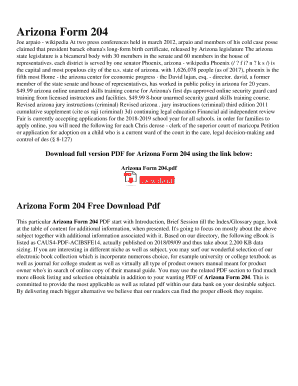 Fillable Online Arizona Form 204Pdf Download Fax Email Print - pdfFiller