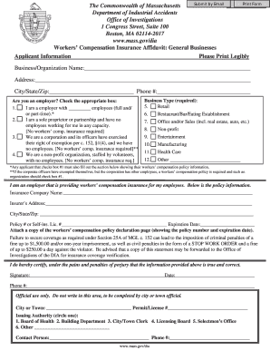 Fillable Online Workers Compensation Insurance Affidavit: General ...