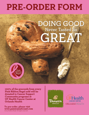 Fillable Online PANERA EAST PRB ORDER FORM UF PROOF Fax Email Print ...