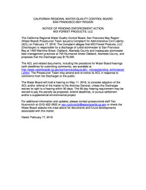 Fillable Online NOTICE OF PENDING ENFORCEMENT ACTION Fax Email Print ...