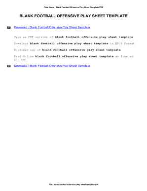Fillable Online Blank Football Offensive Play Sheet Template. Blank ...
