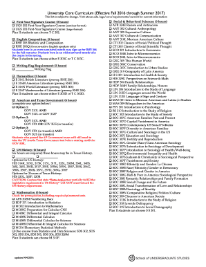 Fillable Online University Core Curriculum - TEXAS Undergraduate ...
