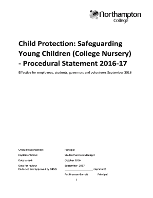 Fillable Online Child Protection: Safeguarding Young Children (College ...