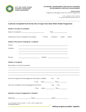 Fillable Online Making progress possible. Together. Customer Complaint ...