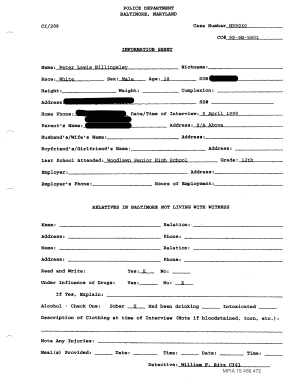 Fillable Online Police File Peter interview form Fax Email Print ...