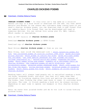 Charles Dickens Poems Pdf - Fill Online, Printable, Fillable, Blank ...