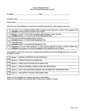Fillable Online Smoke Management Plan Check Off Sheet (for permittee ...