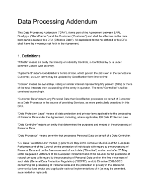 Fillable Online Data Processing Addendum - GoodBarber Fax Email Print ...