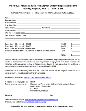 Fillable Online 3rd Annual RELICS & RUST Flea Market Vendor ...