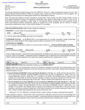 Fillable Online Form 22E Copyright 2016 FIRPTA Certification Northwest ...