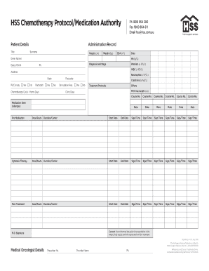 Fillable Online HSS Chemotherapy Protocol/Medication Authority - Home ...