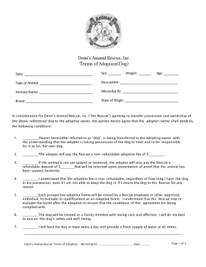 Fillable Online *Dog Adoption Contract Fax Email Print - pdfFiller