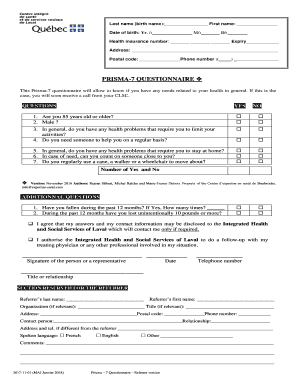 Fillable Online prisma-7 questionnaire - CISSS de Laval Fax Email Print ...