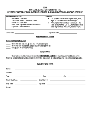 Fillable Online 2018 HOTEL RESERVATION FORM FOR THE KEYSTONE ... Fax ...