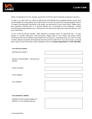 Fillable Online LABC Claim Form V3 - LABC Warranty Fax Email Print ...
