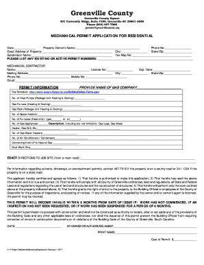 Fillable Online MECHANICAL PERMIT APPLICATION FOR RESIDENTIAL Fax Email ...