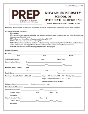 Fillable Online prep program - Rowan University School of Osteopathic ...