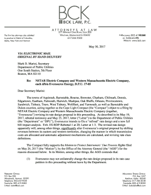 Fillable Online May 30, 2017 VIA ELECTRONIC MAIL ORIGINAL BY HAND ...