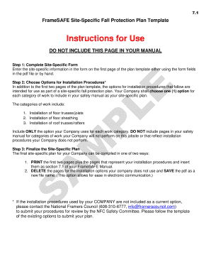 Fillable Online FrameSAFE Fall Protection Plan sample - National ...