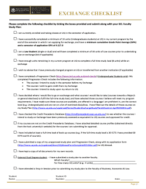Fillable Online EXCHANGE CHECKLIST Fax Email Print - pdfFiller