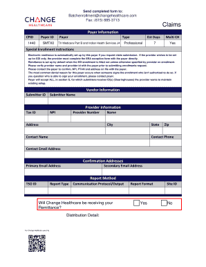 Fillable Online Change Healthcare CLAIM Provider Information Form Fax ...
