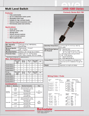 Fillable Online Multi Level Switch UNS-1000 Series - Barksdale Fax ...