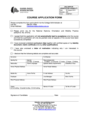 Fillable Online COURSE APPLICATION FORM - SANCB Fax Email Print - pdfFiller