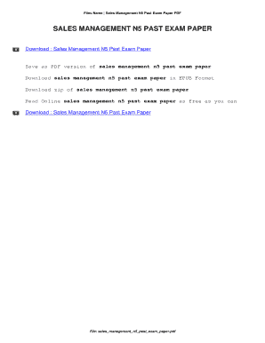 Fillable Online Sales Management N5 Past Exam Paper. Sales Management ...