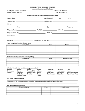 Fillable Online Homeopathic Consultation Form - Osteopathy Fax Email ...