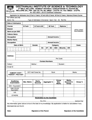 Fillable Online gist edu application form - Geethanjali Institute of ...