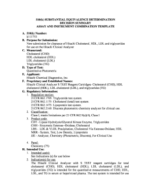 Fillable Online 1 510(k) SUBSTANTIAL EQUIVALENCE DETERMINATION ...