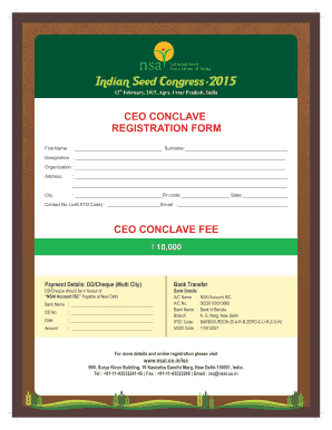 Fillable Online CEO CONCLAVE REGISTRATION FORM CEO CONCLAVE FEE Fax Email Print - pdfFiller