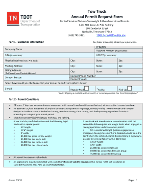 Fillable Online Tow Truck Annual Permit Request Form Fax Email Print ...