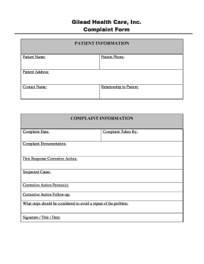 Fillable Online Health Care Provider Complaint Form - Florida ...