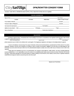 Fillable Online ofw/remitter consent form - PeraHub Fax Email Print ...