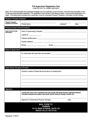 Fillable Online PTA Supervision Registration Form Fax Email Print ...