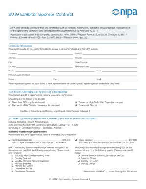 Fillable Online 2019 Exhibitor Sponsor Contract Fax Email Print - pdfFiller