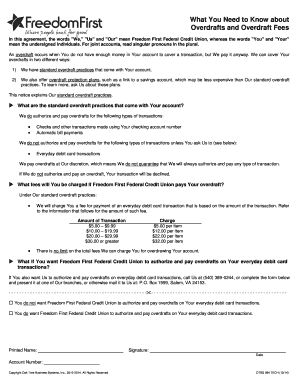 Fillable Online Overdrafts and Overdraft Fees form - Freedom First Credit Union Fax Email Print ...